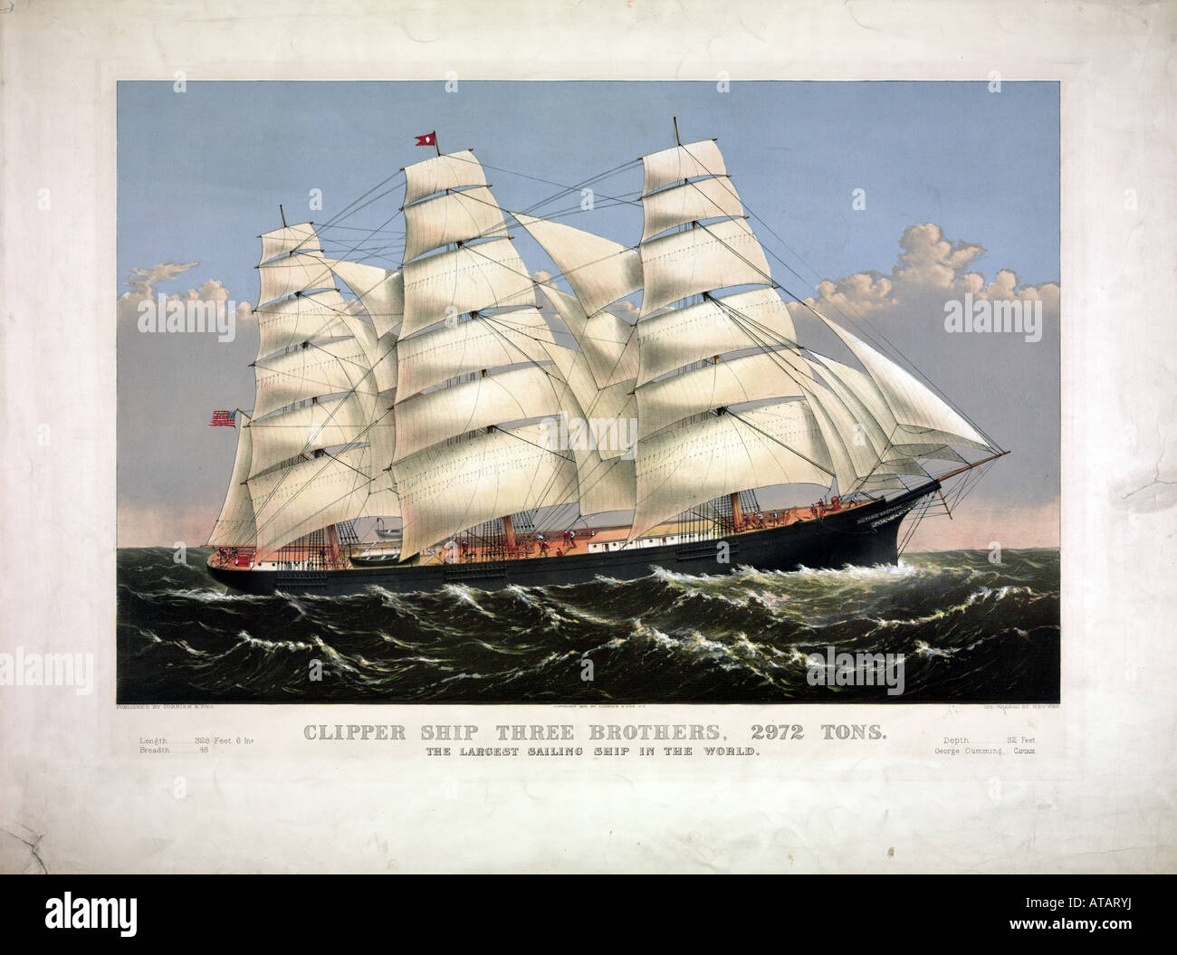 Clipper ship Three Brothers 2972 tons from 1875 The largest sailing ...