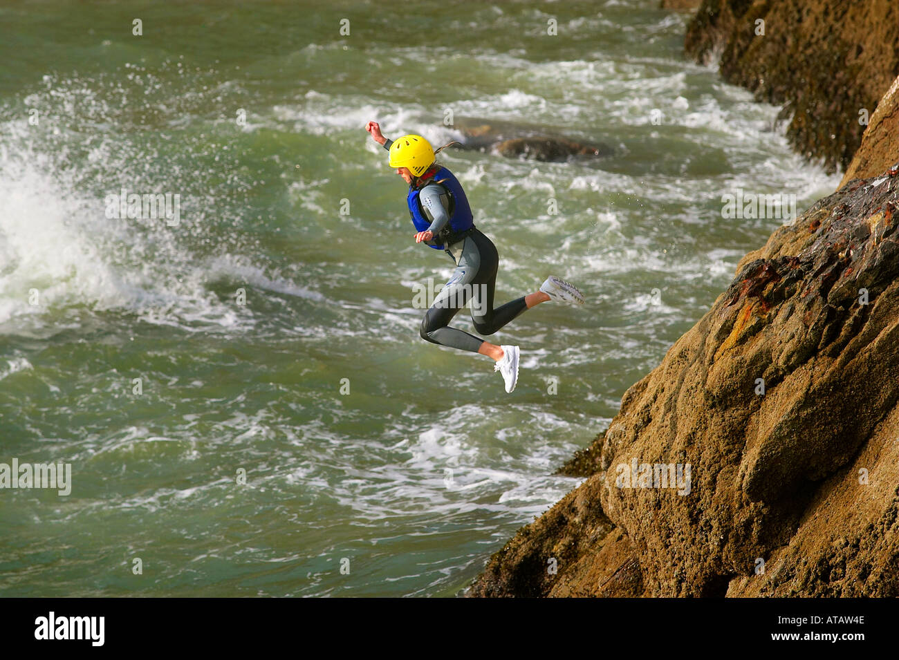 Coasteering off the Devon coast near Torquay Stock Photo - Alamy