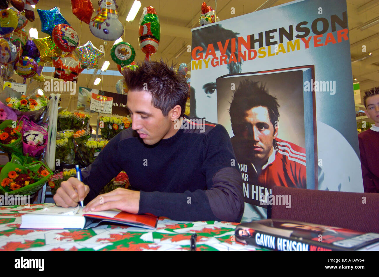 Wales rugby player Gavin Henson signing copies of his book "My grand ...