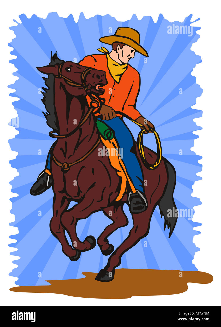 Rodeo cowboy riding a horse in full gallop Stock Photo - Alamy