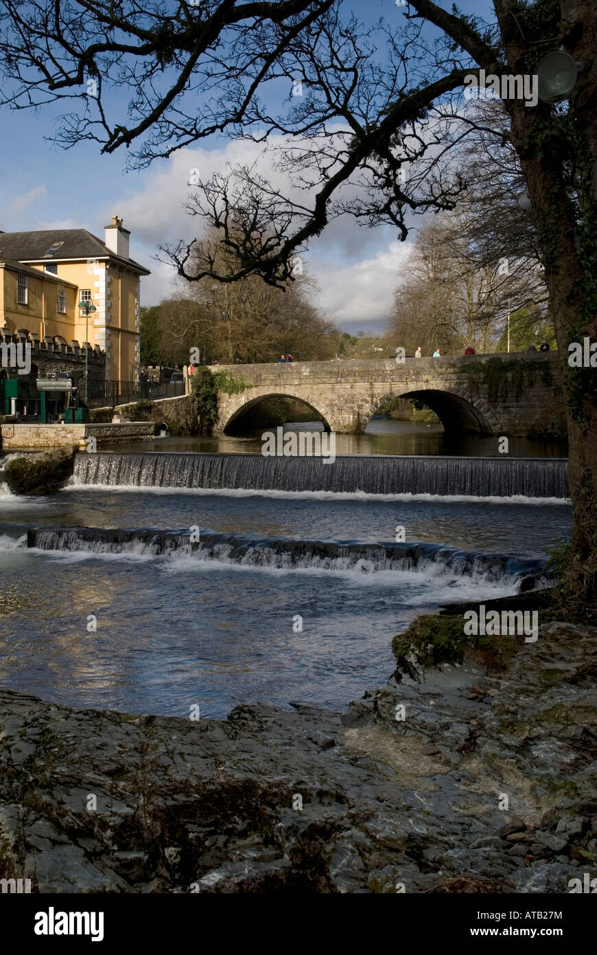 River Tavy Abbey Bridge Weir Tavistock Devon England Stock Photo - Alamy