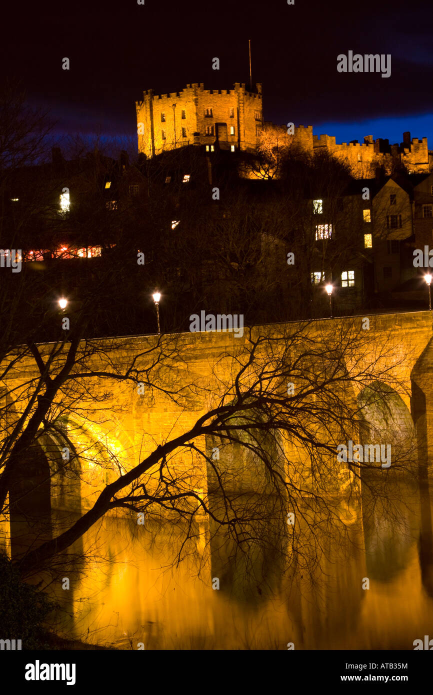 Durham Castle and Elvet Bridge Durham UK at Dusk Stock Photo - Alamy