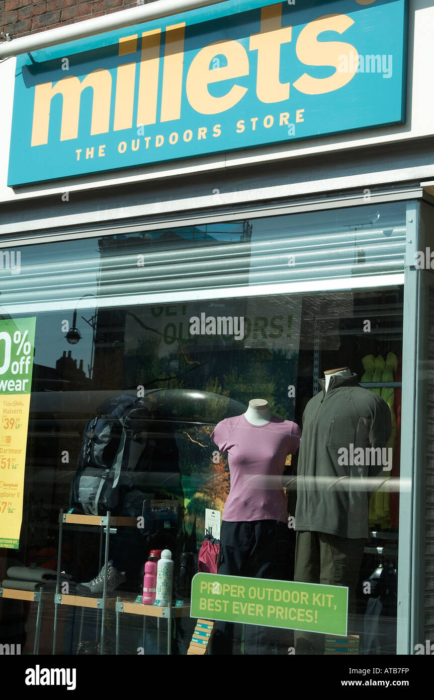 millets camping shop outdoor clothes high street Stock Photo - Alamy