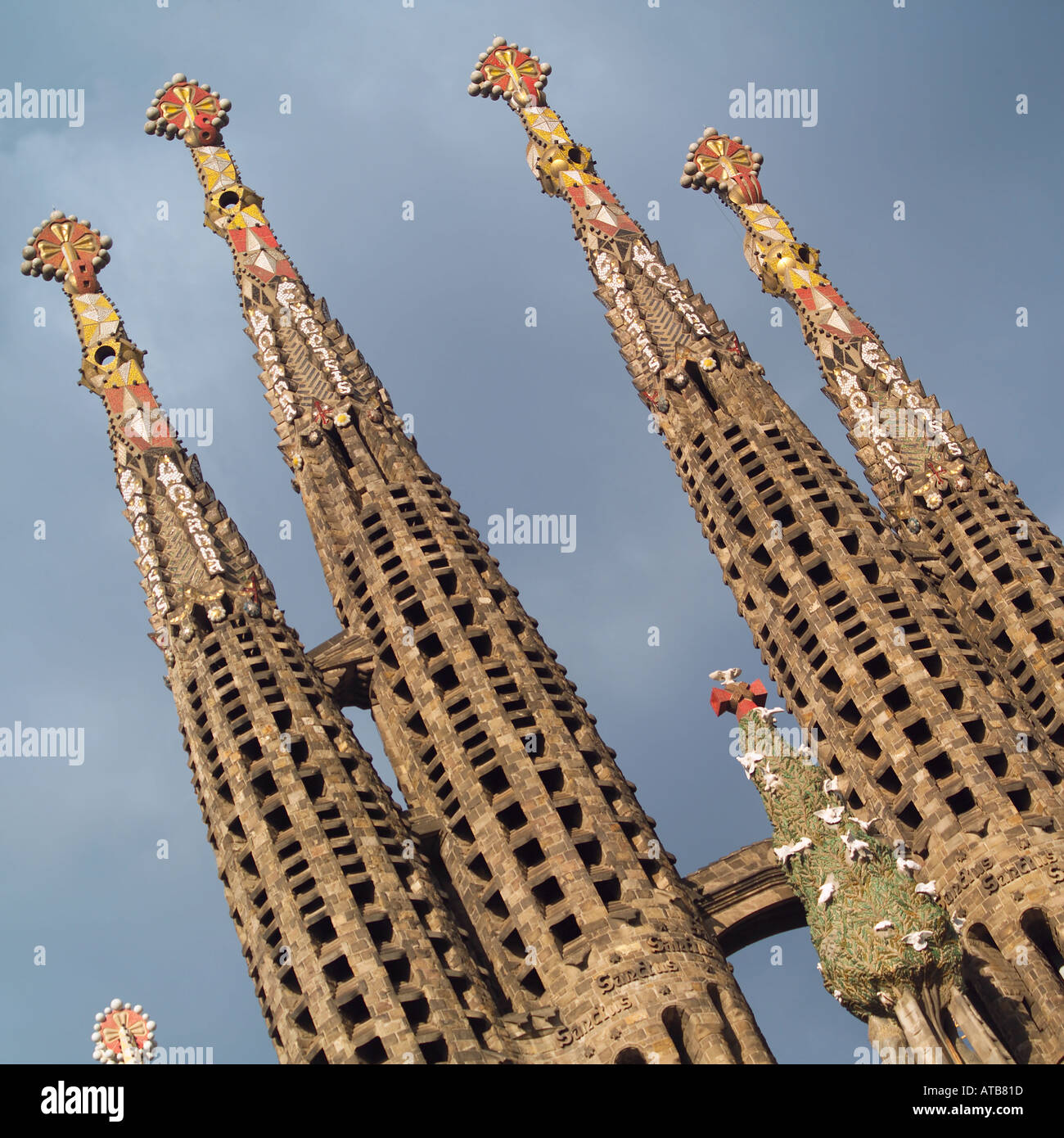 Spires of the Sagrada Familia Church of the Holy Family Barcelona Spain ...