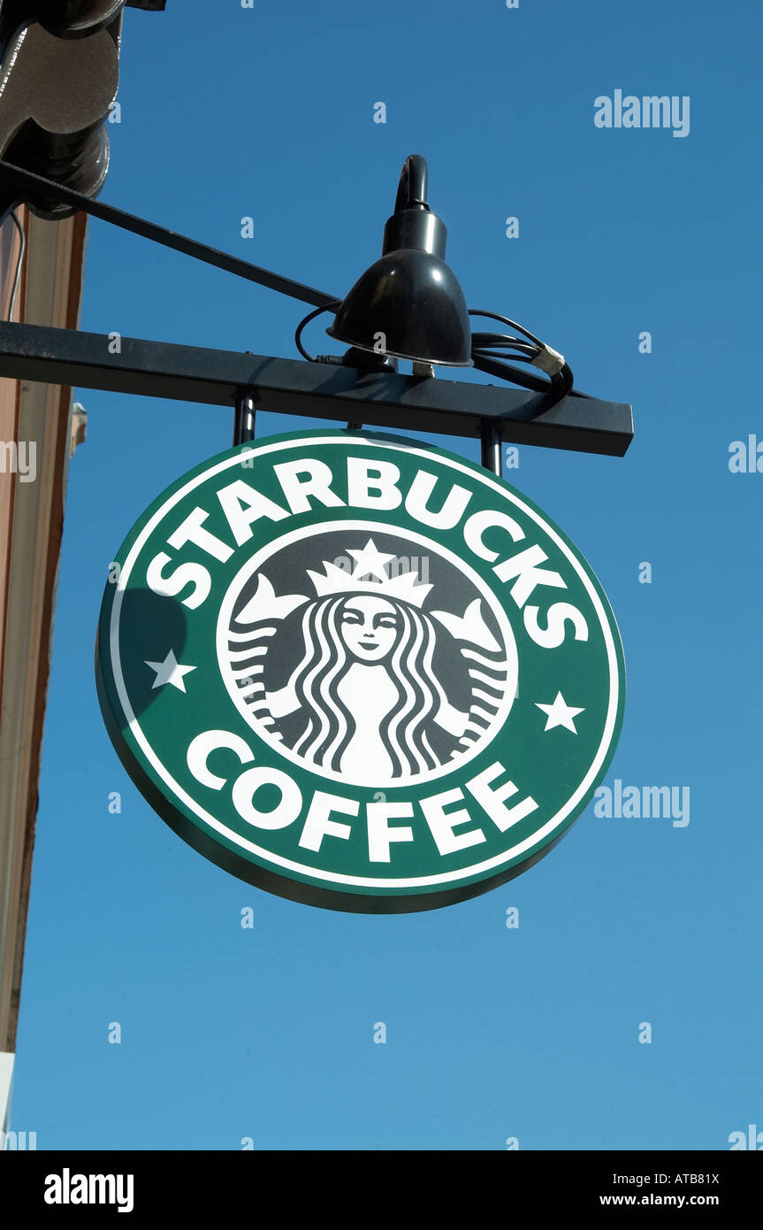 starbucks coffee shop sign logo oulet retail Stock Photo - Alamy