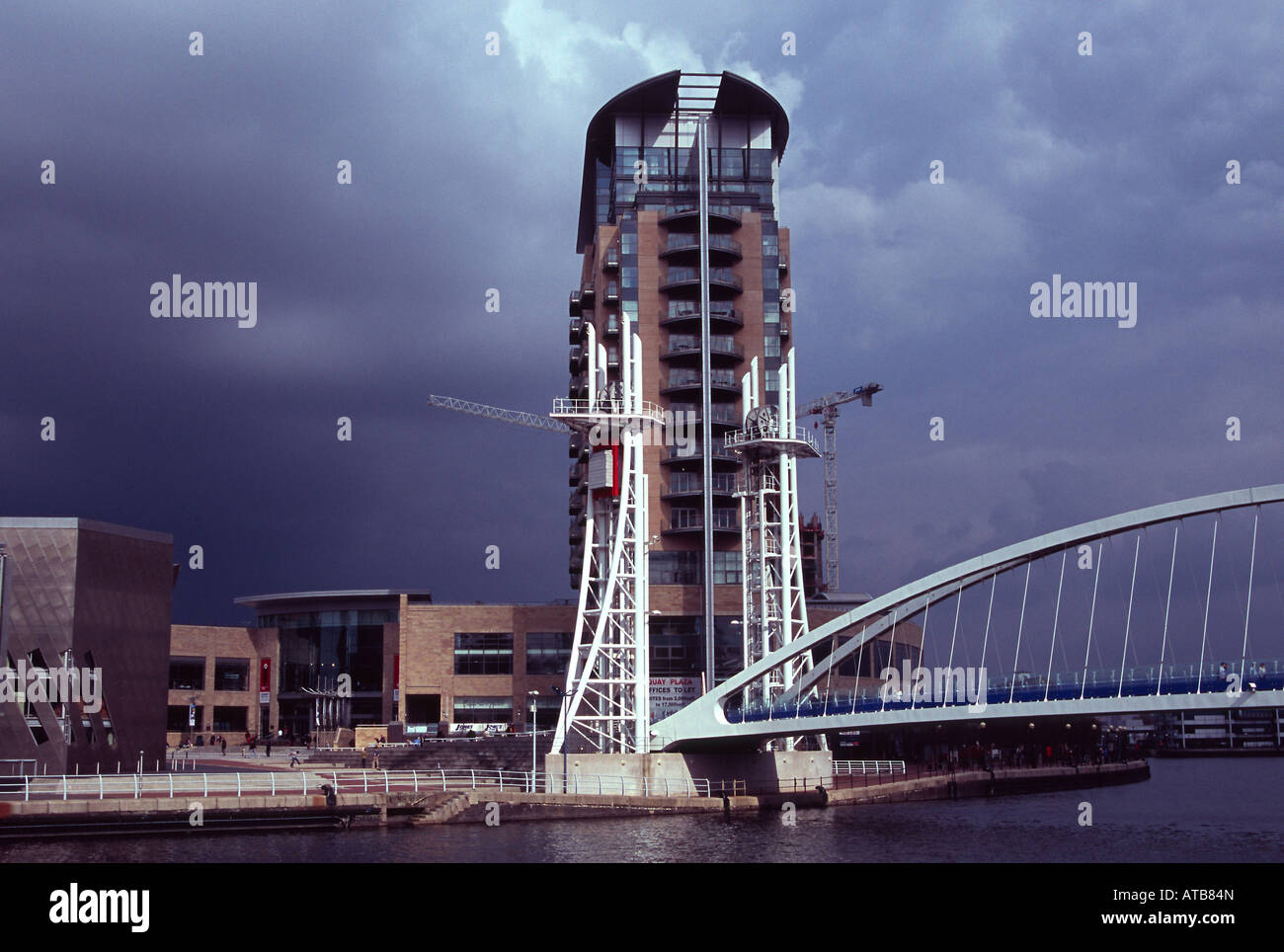 The Salford Quays lift bridge Manchester Ship Canal Greater Manchester ...