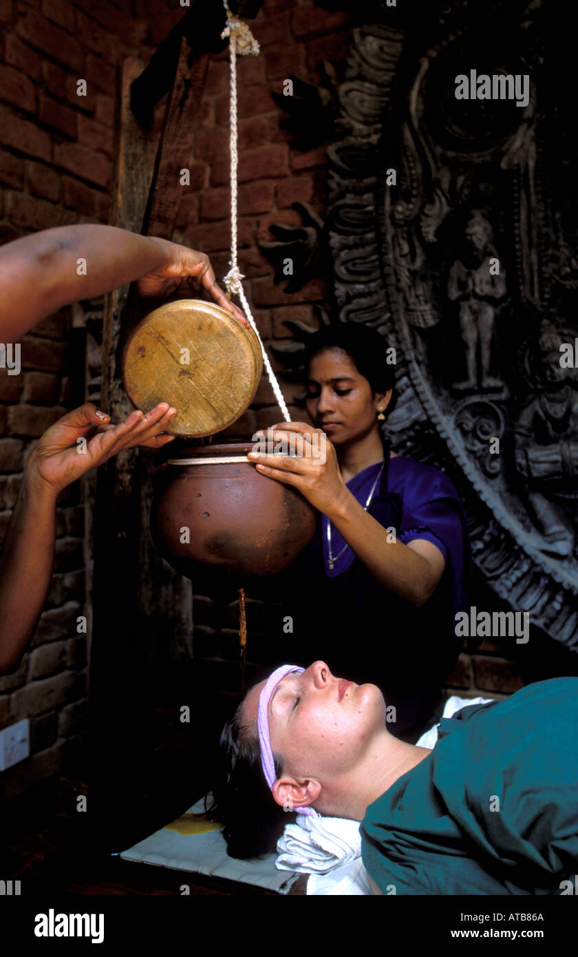 India Kerala woman getting an Ayurvedic treatment Ayurveda is ...