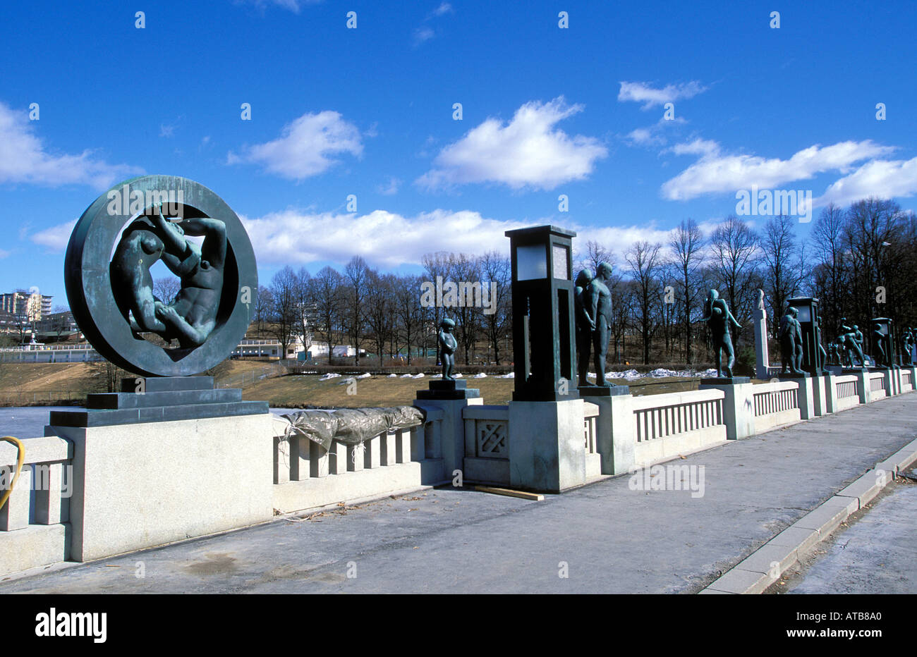 A bronze sculptures by Gustav Vigeland at the Bridge of Statues Frogner ...