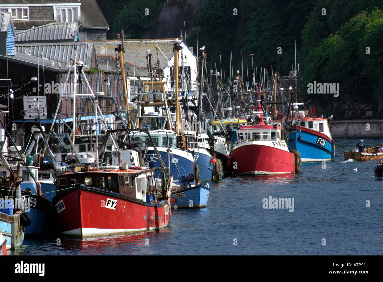 Fishing Boats in Looe Harbour Cornwall England Stock Photo - Alamy