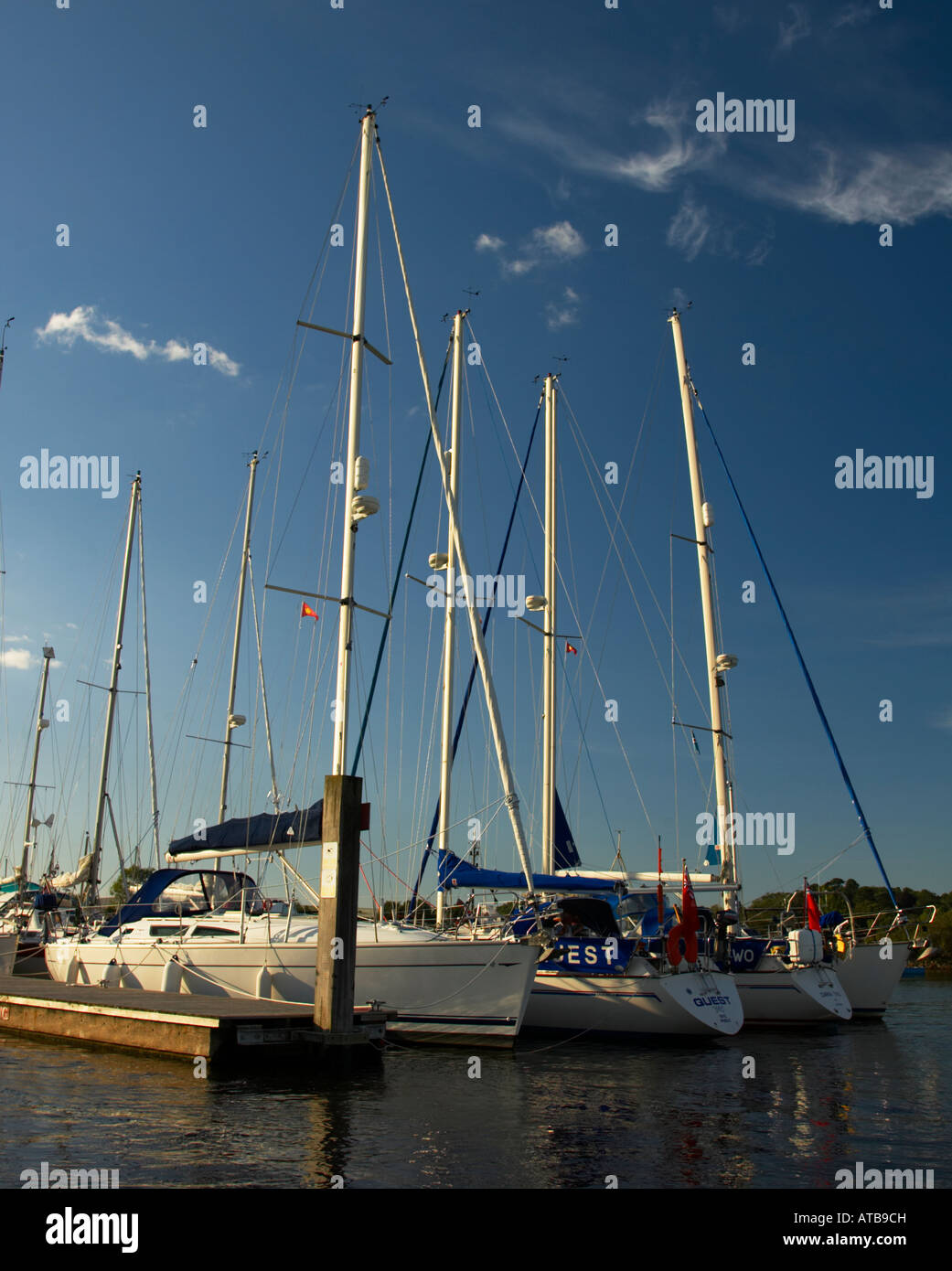 Boats moored in a harbour Stock Photo - Alamy