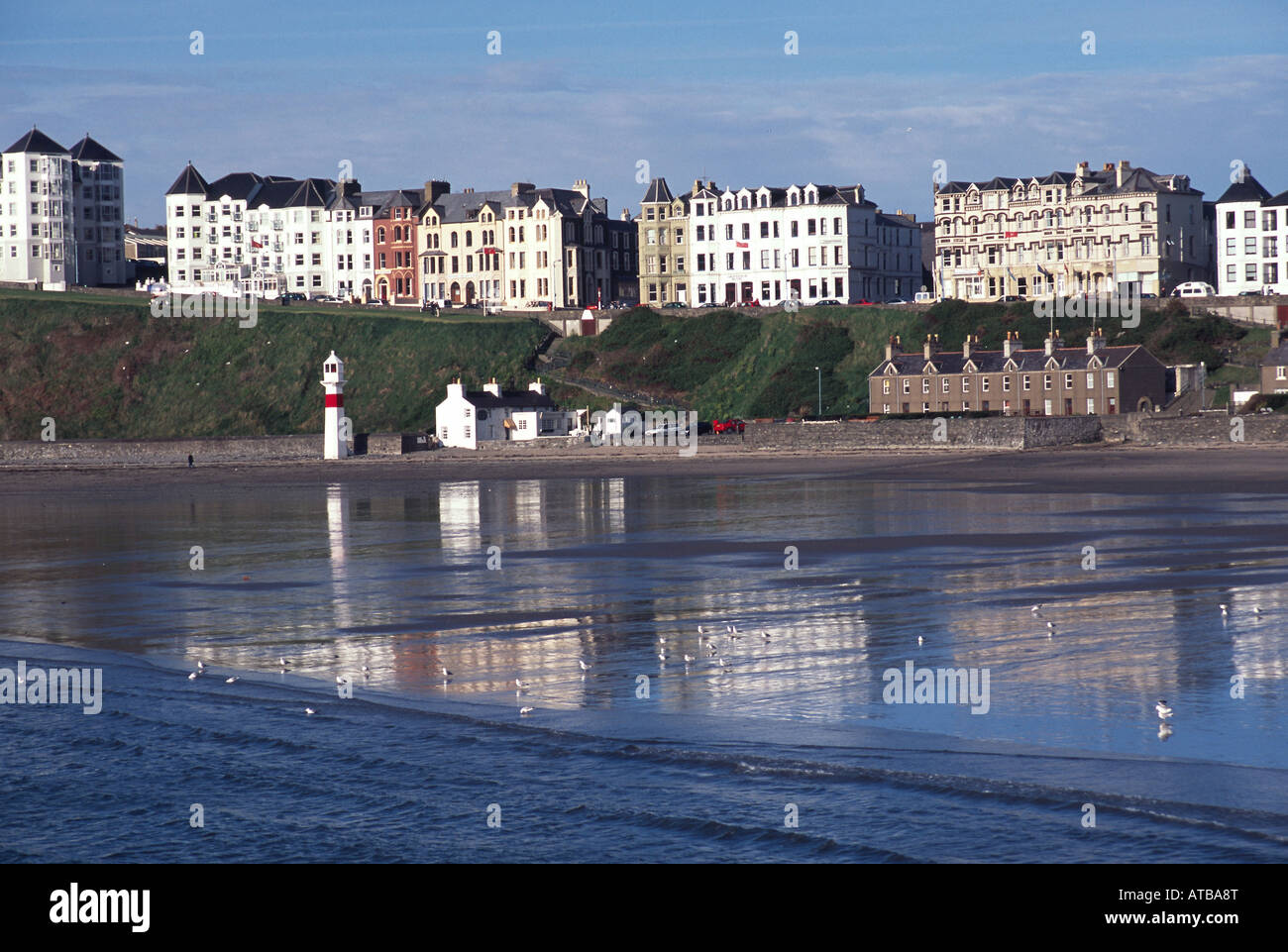 port erin seafront beach reflections summer isle of man uk gb Stock ...