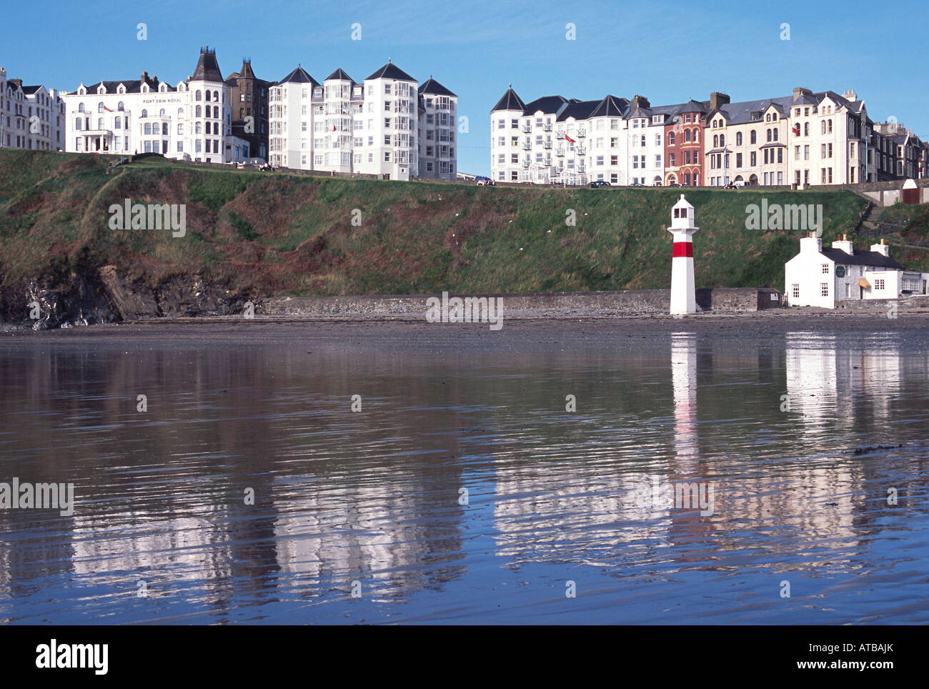 port erin seafront beach reflections summer isle of man uk gb Stock ...