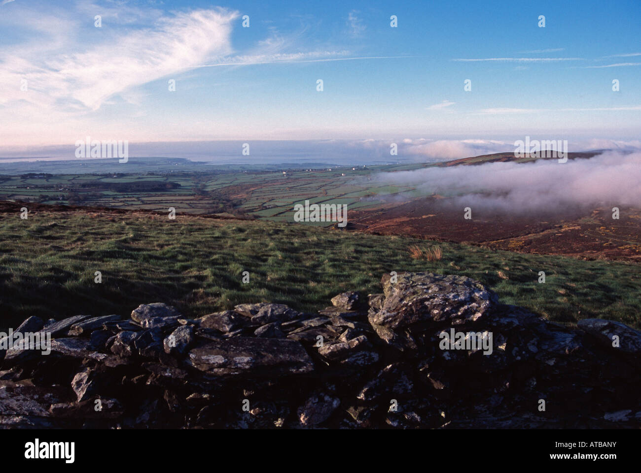 Isle of Man low cloud near round table early morning south of island ...