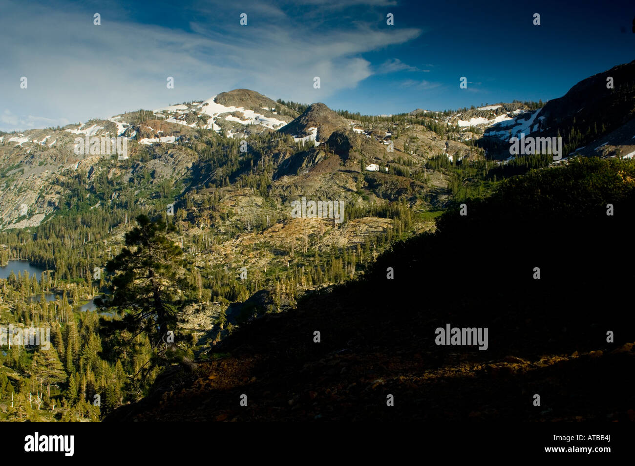 Overlooking alpine basin and Grass Lake Desolation Wilderness High ...