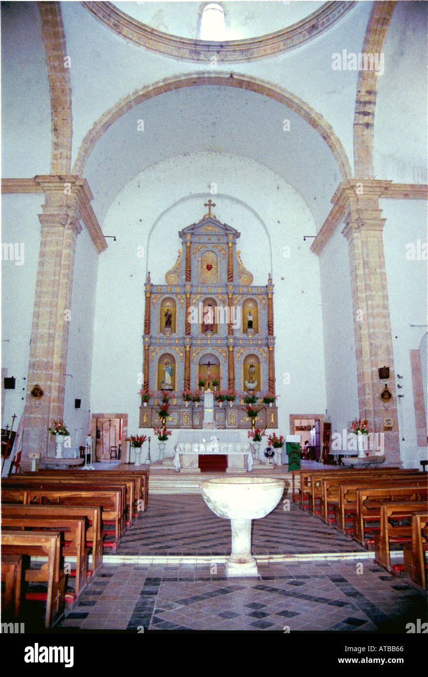 The interior of a village church in Yucatan Mexico Stock Photo - Alamy