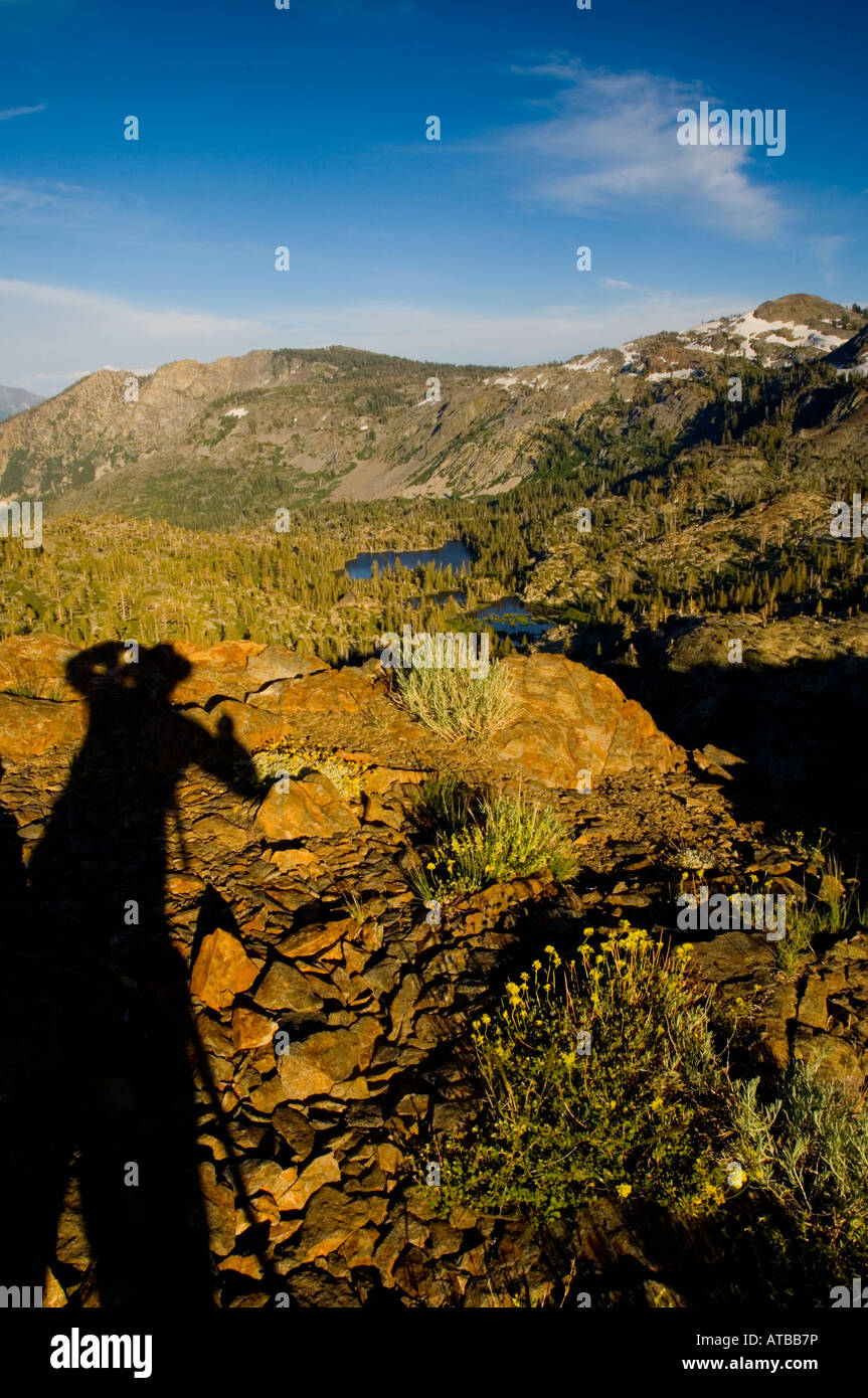 Photographer shadow in the mountains of Desolation Wilderness El Dorado ...