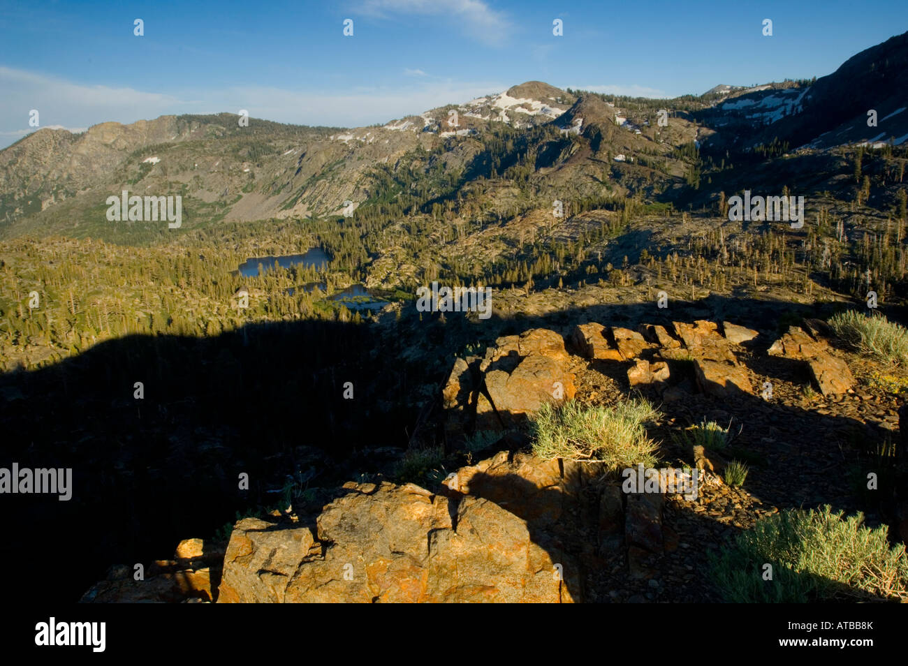 Grass Lake in alpine basin below mountains Desolation Wilderness El ...