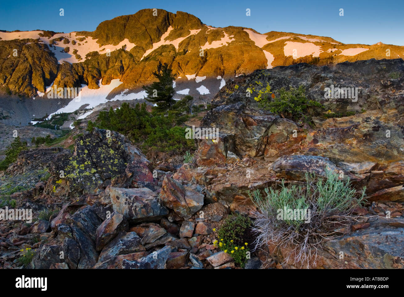 Alpenglow at sunrise on Cracked Crag Desolation Wilderness El Dorado ...
