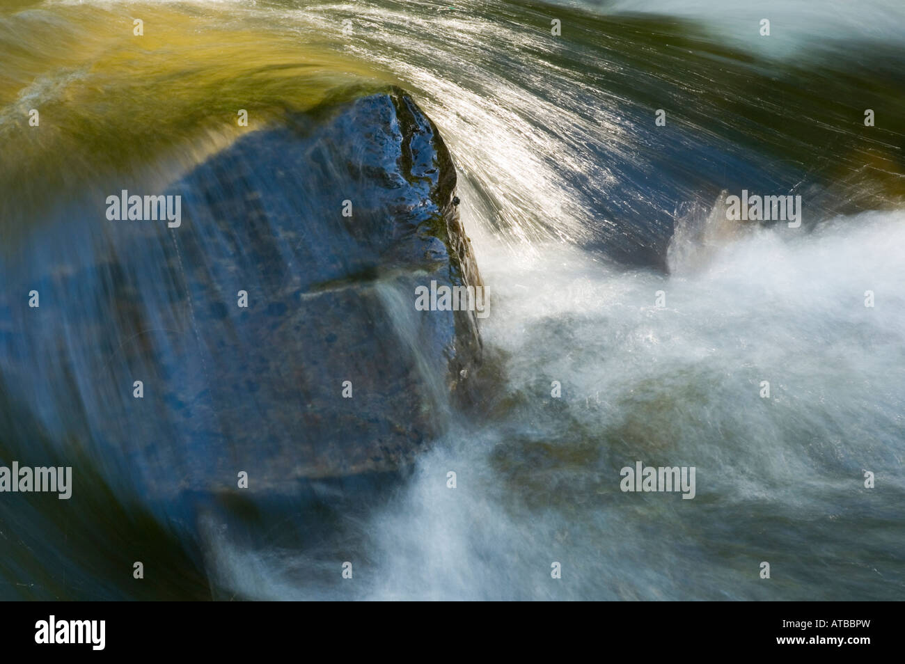 Water flowing over rock in alpine stream Desolation Wilderness El ...