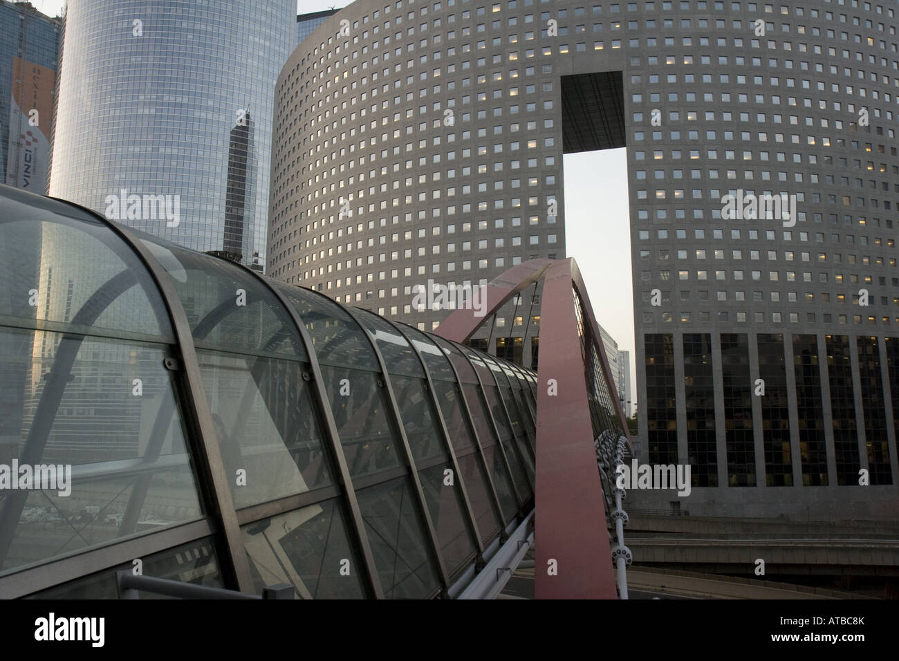 footbride between high-rise buildings in La Defense, France, Paris ...