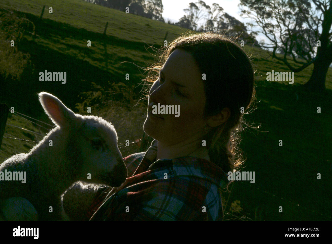 Backlit photo of a girl with a pet lamb.photo by Bruce Miller 6 03 ...