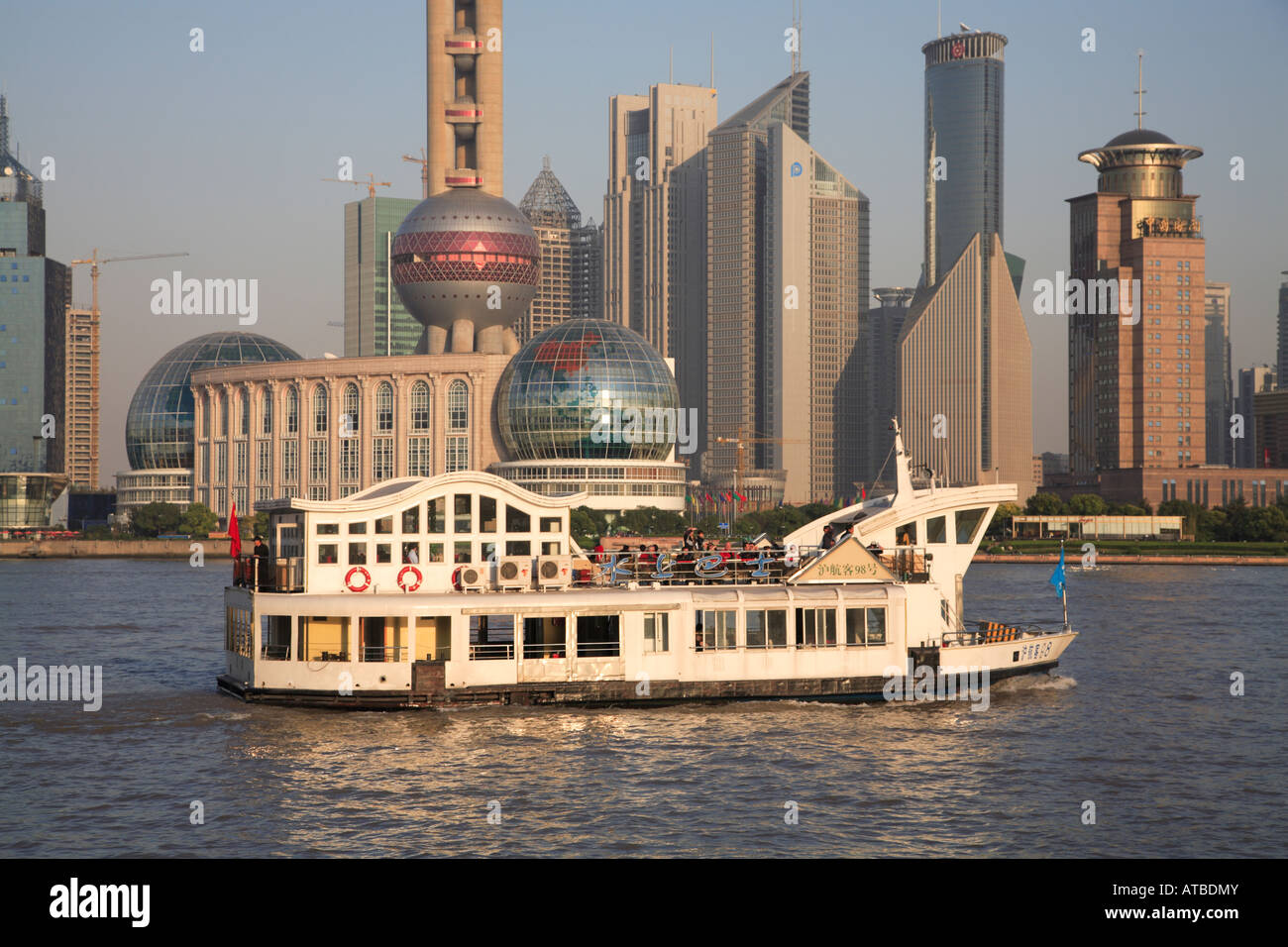Tourist Boat Huangpu River with Pudong in background Shanghai China ...