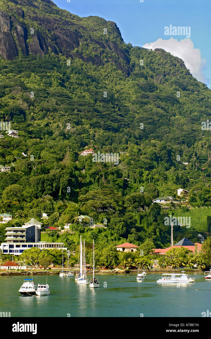 Harbour of Mahe at the Seychelles, Seychelles, Indian Ocean, Mahe Stock ...