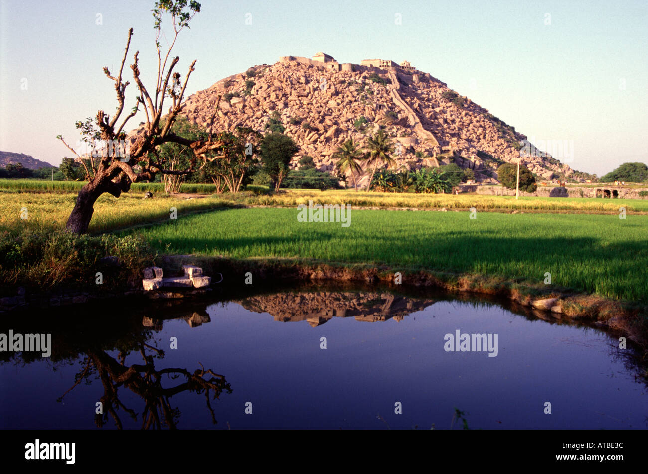 Distant view of the surviving Gingee Fort also known as Chenji or Jinji ...
