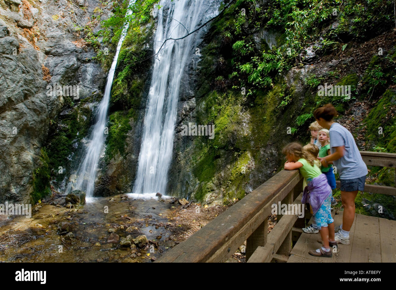 Kids looking at water in Pfeiffer Falls Pfeiffer Big Sur State Park ...