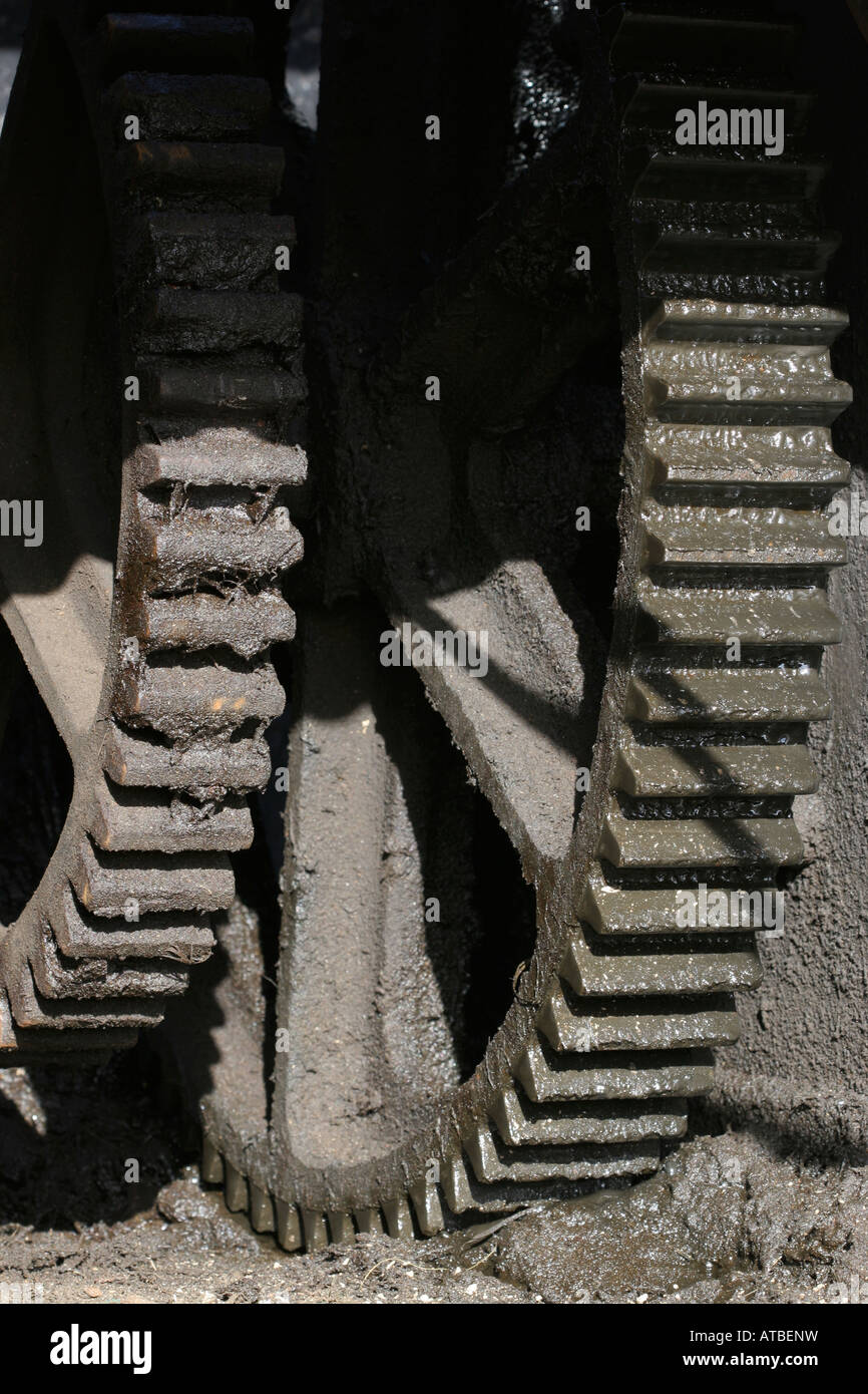 Two old working cogs Stock Photo - Alamy