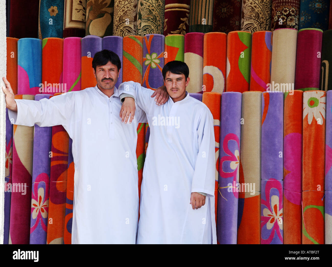 shopkeepers with their stock, the Carpet Market, Abu Dhabi, UAE Stock ...