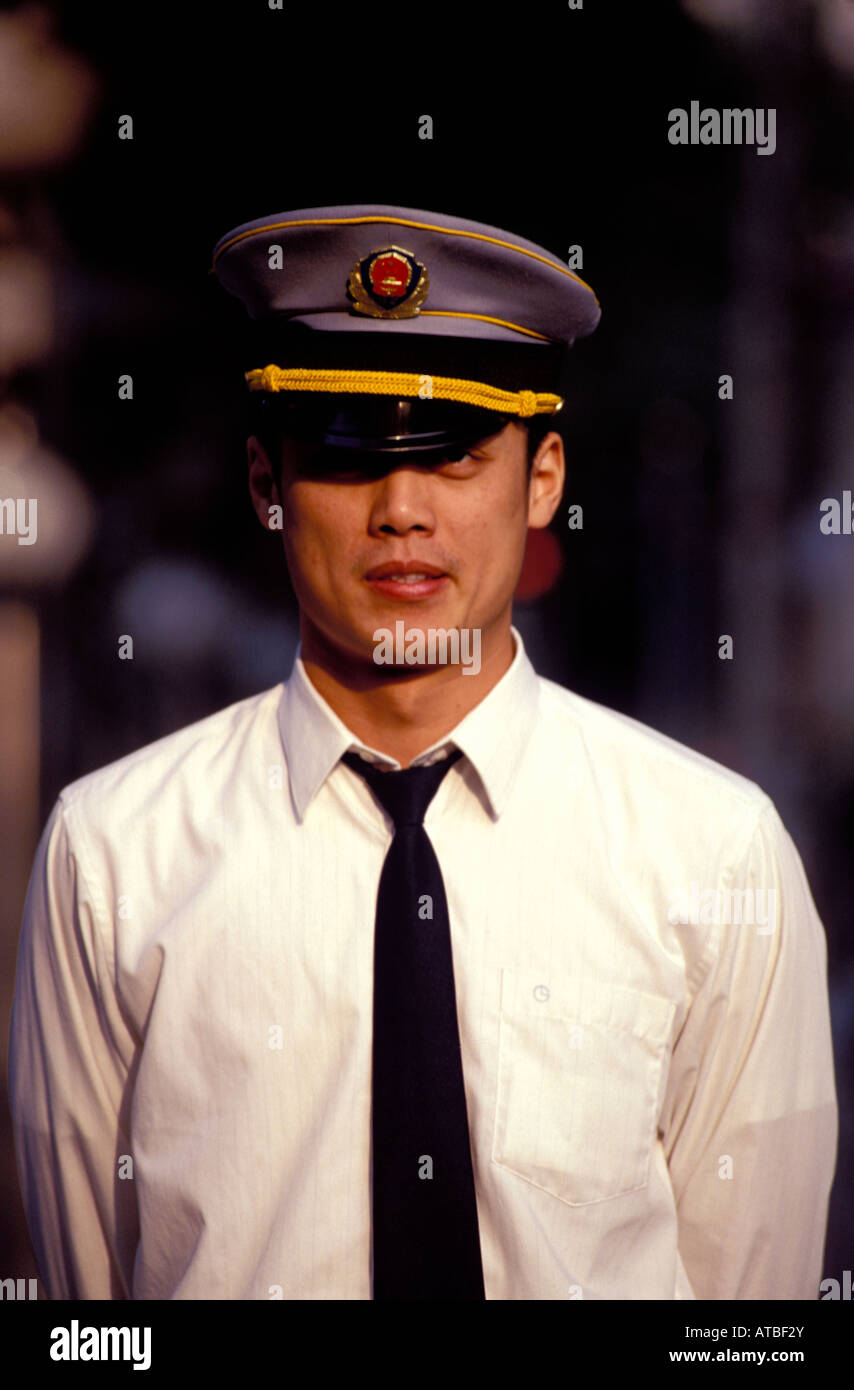 Portrait of Chinese security guard , Shanghai Stock Photo - Alamy