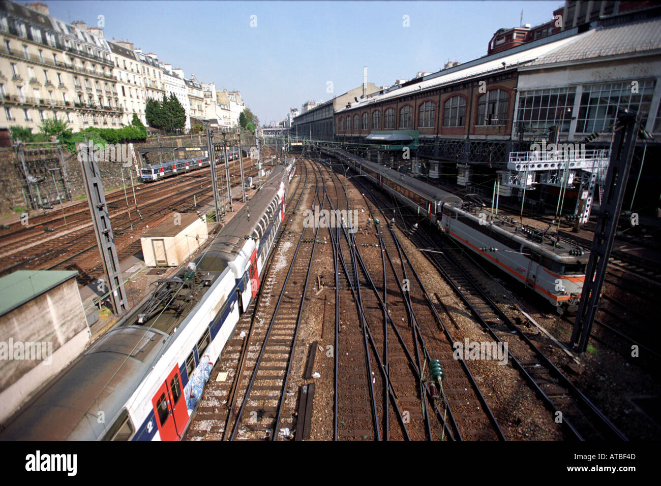 Railway tracks and trains in Paris France Stock Photo - Alamy