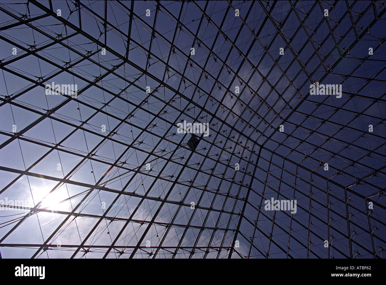 The glass roof of the pyramid in the Louvre museum in Paris France ...