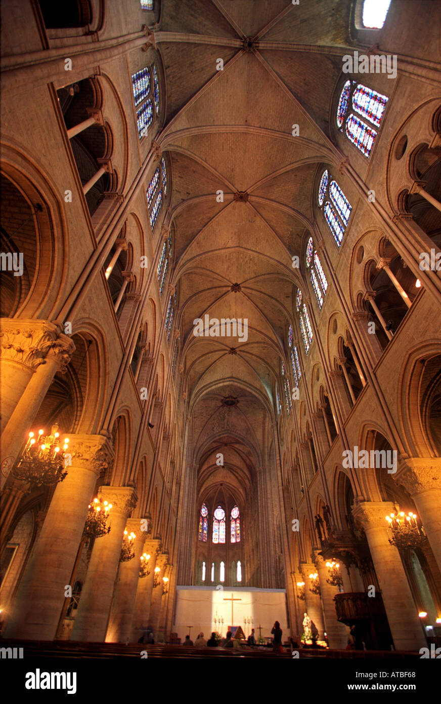 The ceiling in Notre Dame cathedral in Paris France Stock Photo - Alamy