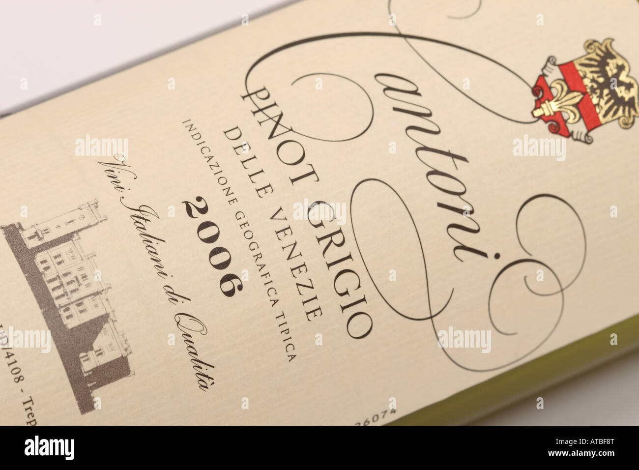 Italian white wine bottle Pinot Grigio from Venezie area label Stock ...