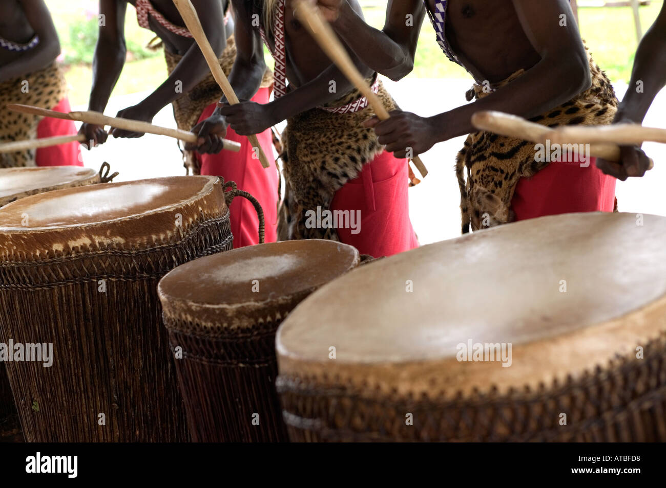 Traditional Intore drummers perform at the Museum of Butare, Rwanda ...