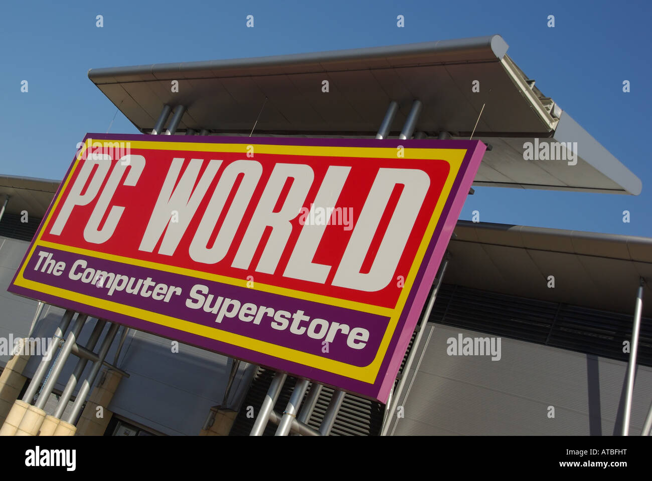 Lakeside out of town retail shopping complex PC World store sign and ...