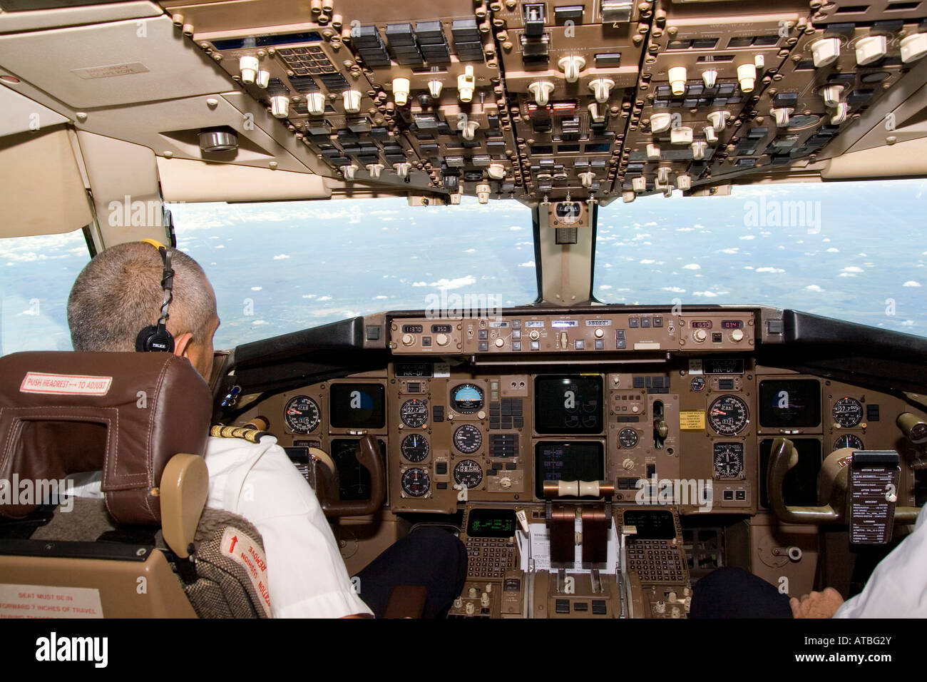 South Africa The interior of an El Al Boeing 767 cockpit at take off ...