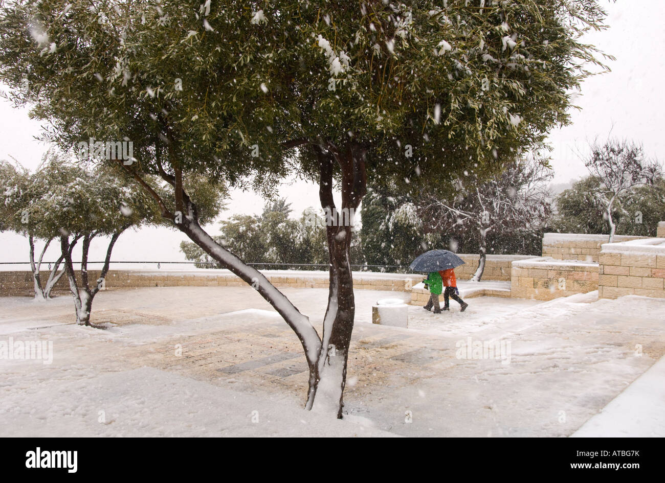 Israel Jerusalem East Talpiot Haas Promenade Stormy morning Stock Photo ...
