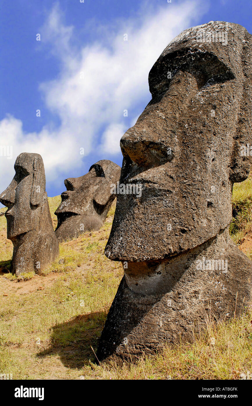 Famous Moai Statues at Rano Raraku, Chile, Osterinseln Stock Photo - Alamy
