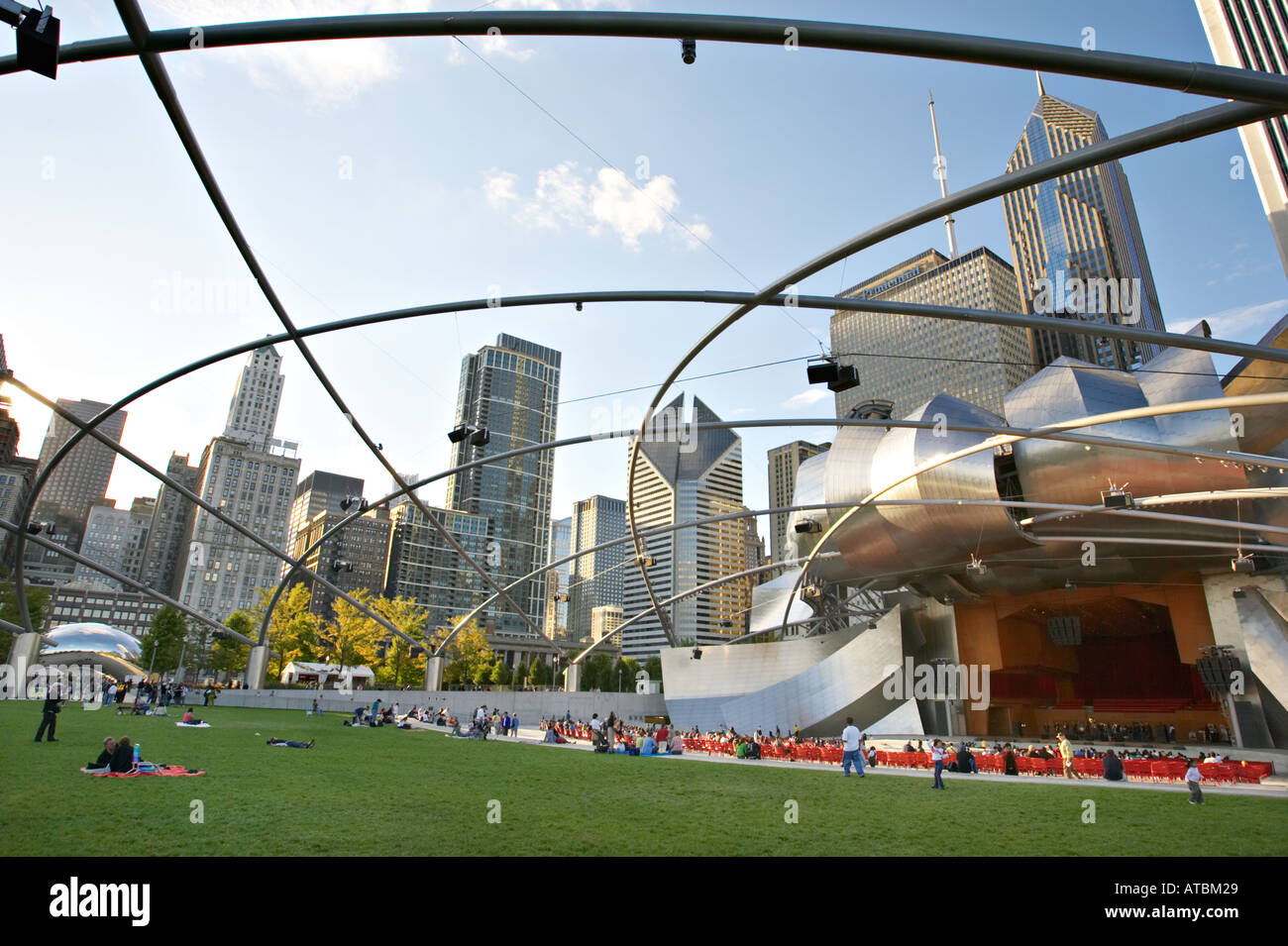 PARKS Chicago Illinois Pritzker Pavilion in Millennium Park Great Lawn ...