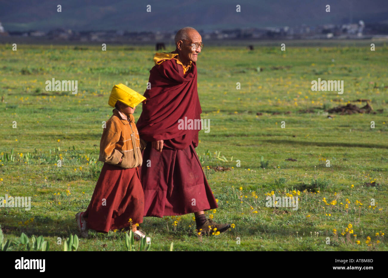Old and young monk. Litang, Sichuan, China Stock Photo - Alamy