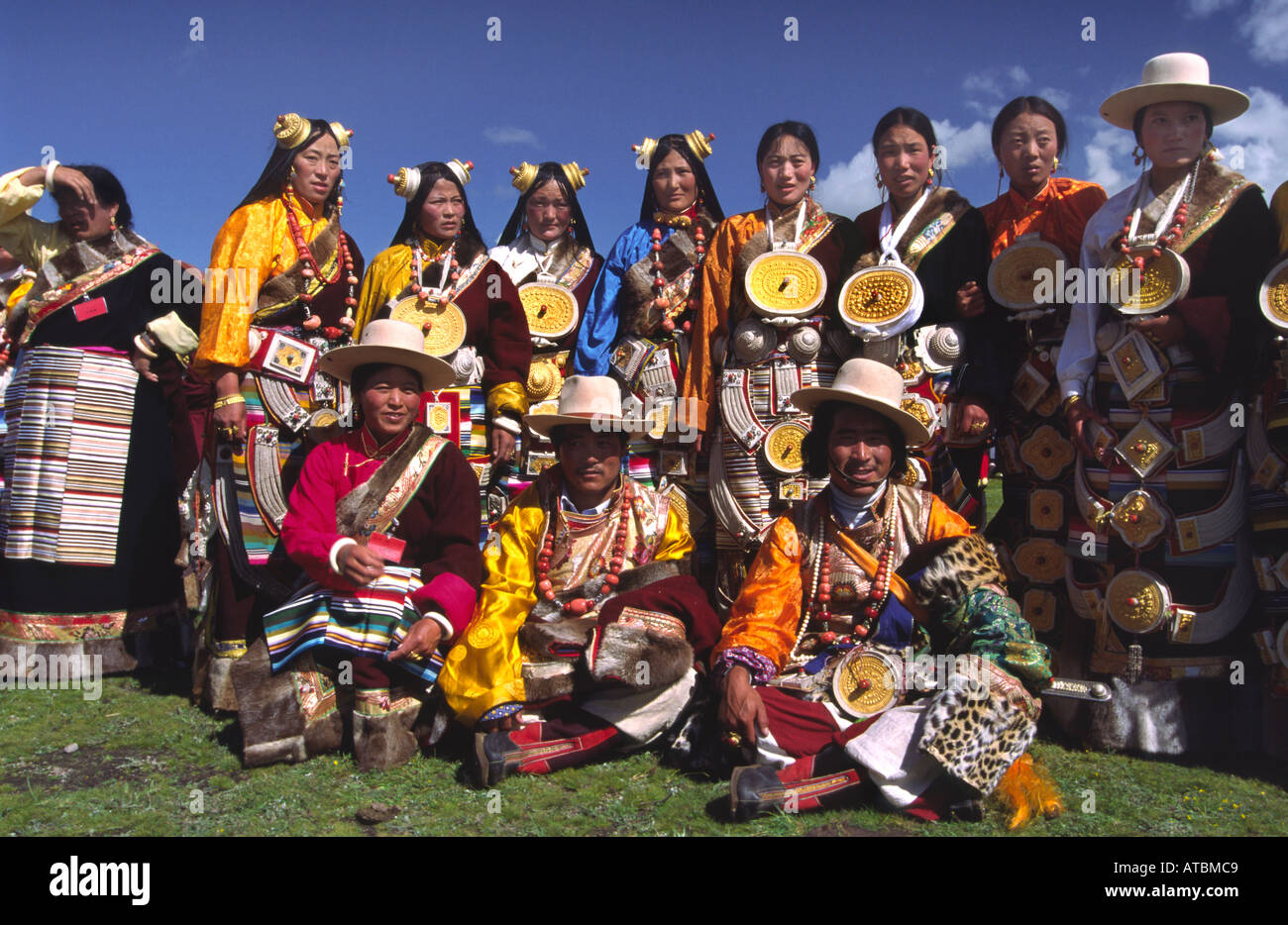 Tibetans in their finest at Litang horse festival. Sichuan, China Stock ...