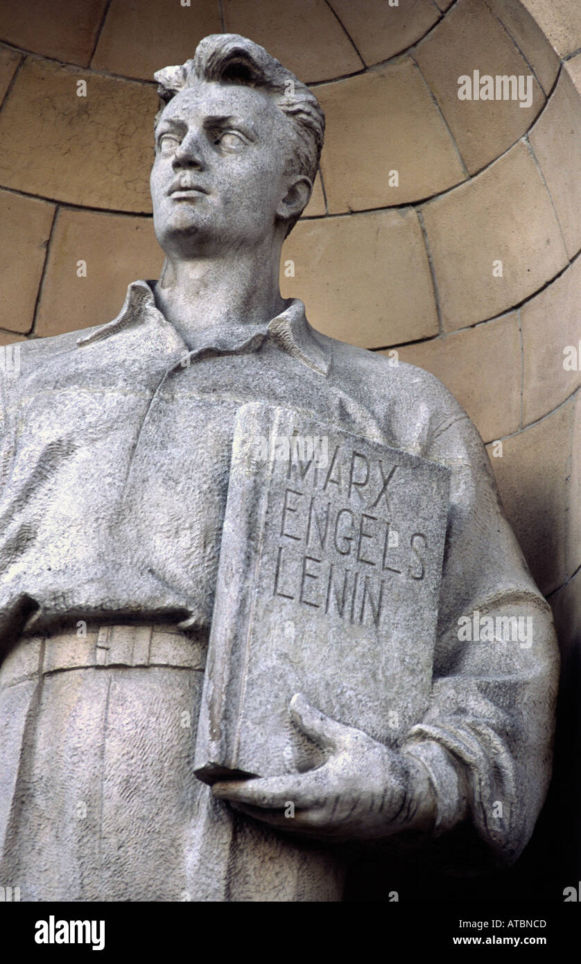 Communist era statue set in the wall of The Palace of Culture and ...