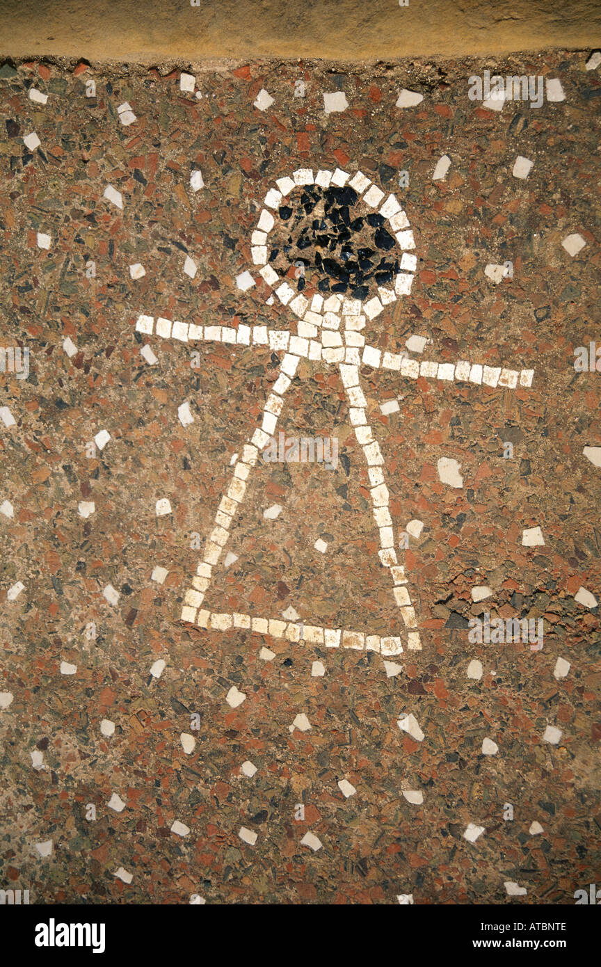 An image of the goddess Tanit simply depicted in marble chips on the ...