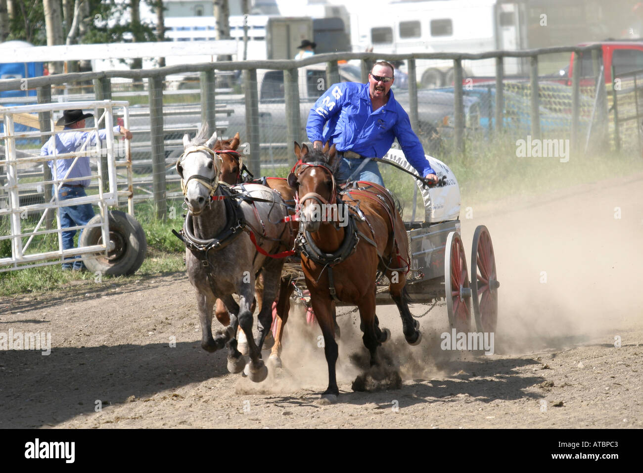 CHUCK WAGONS Rodeo, Alberta, Canada, Chuck wagon racing Stock Photo - Alamy
