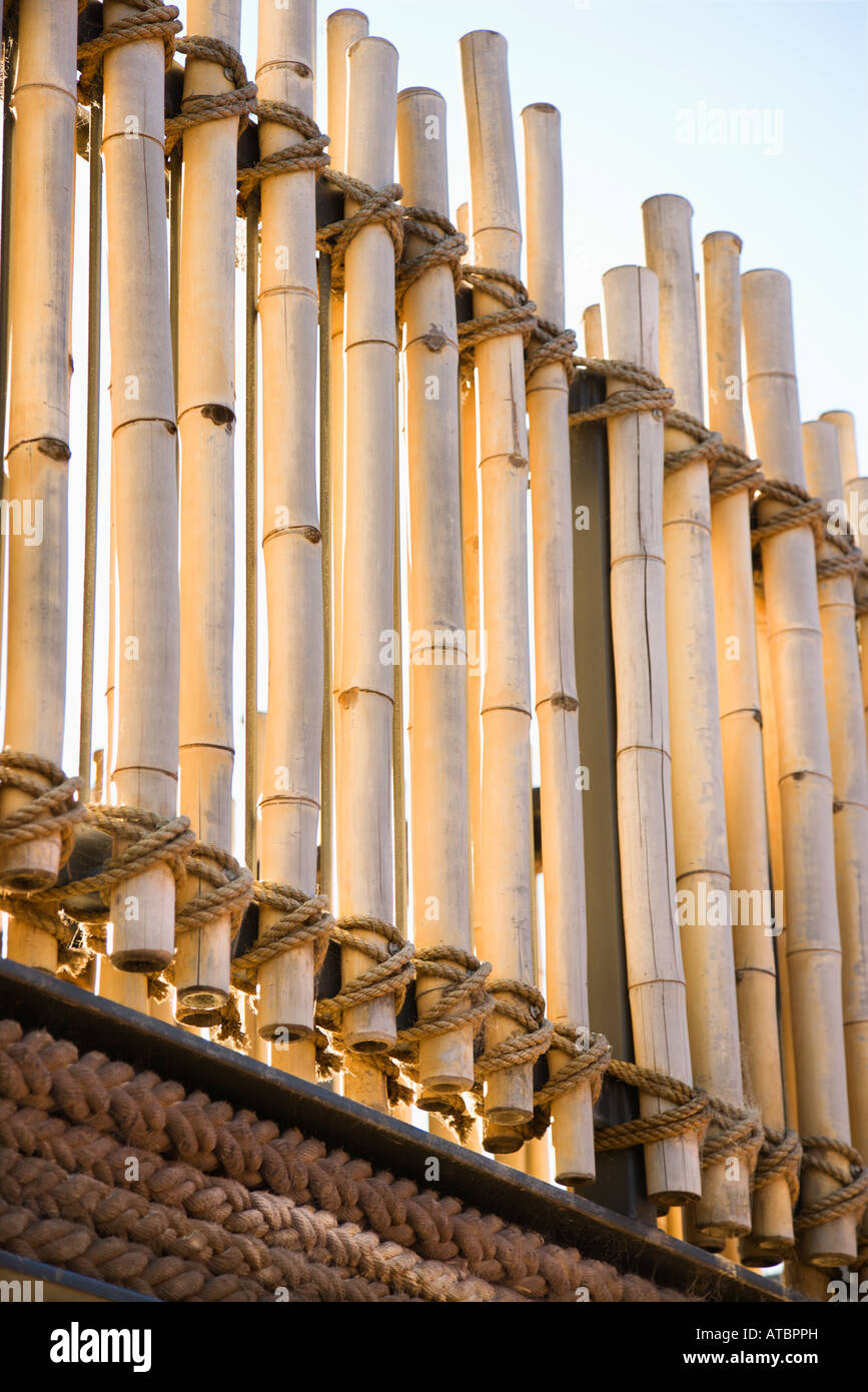 Cut bamboo stalk railing tied with rope Stock Photo - Alamy