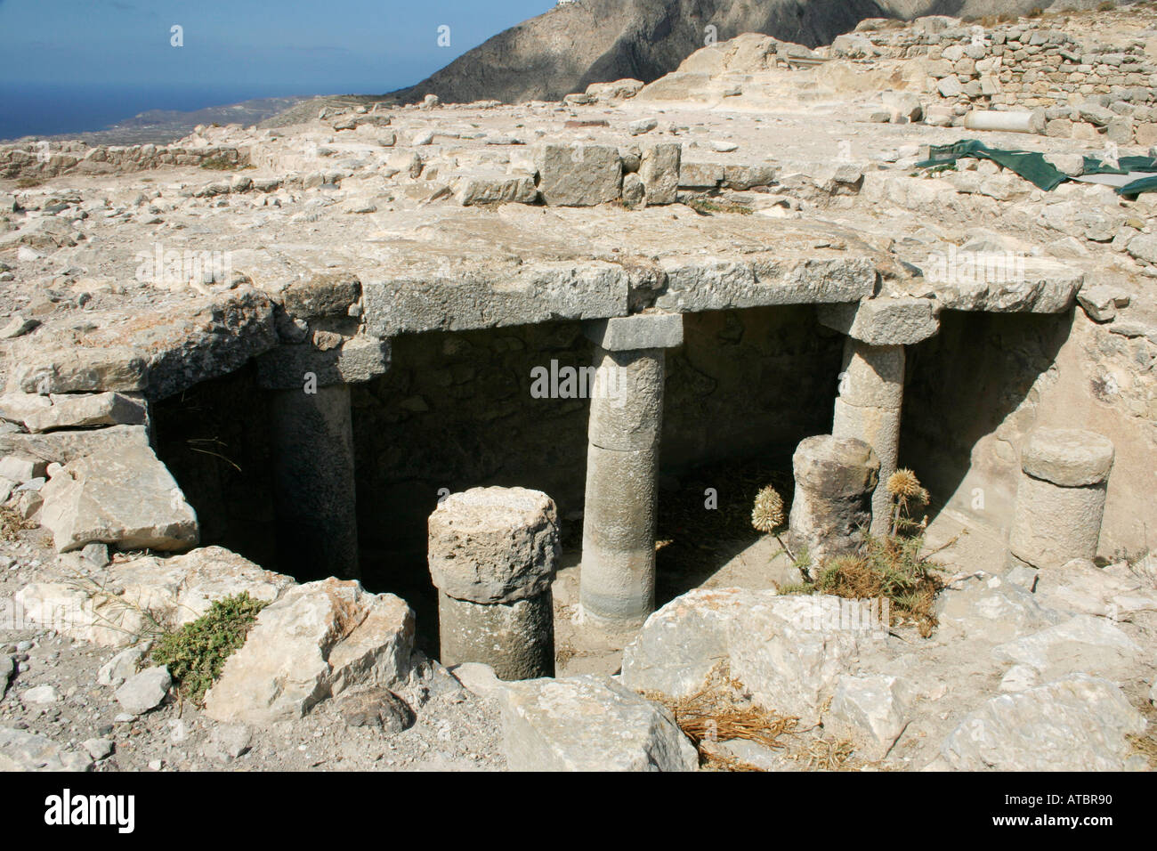Ruins of the ancient city of Thera on Santorini Stock Photo - Alamy