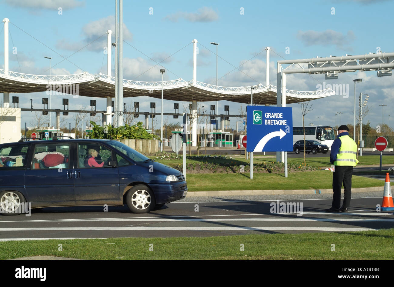 Eurotunnel Terminal car check in area Northern France Europe Stock ...
